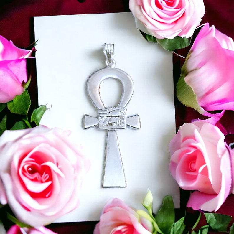 Large Key of Life Ankh Wadjet Complex Silver Pendant Necklace, Egyptian ...