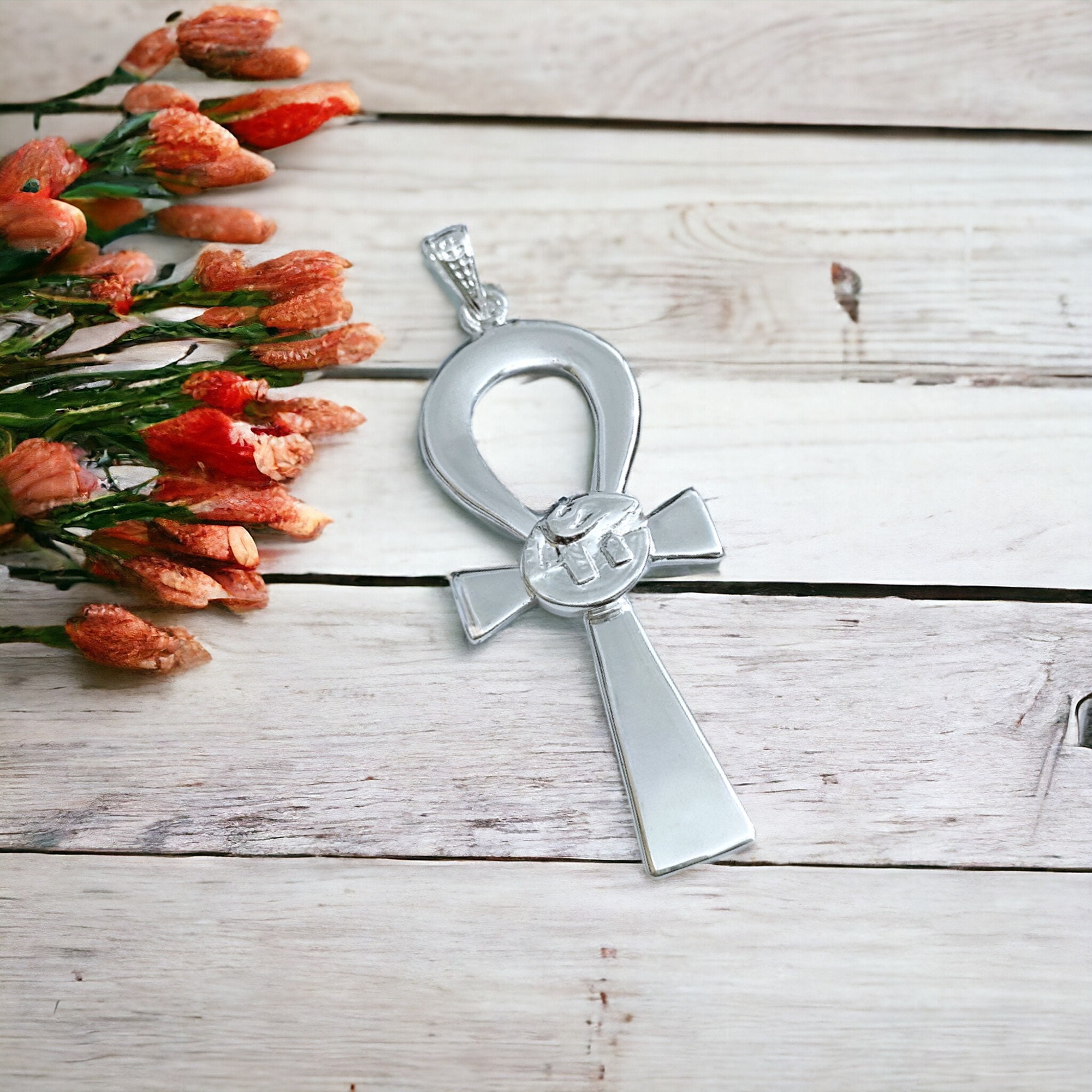 Key of Life Ankh Amun Ram Head Complex Silver Pendant Necklace ...