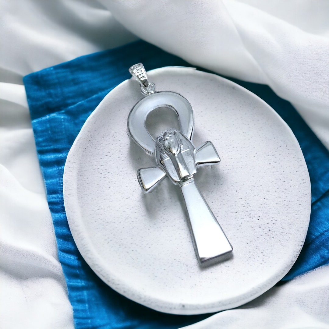 Key of Life Ankh Pharaoh Mask Complex Silver Pendant Necklace, Egyptian ...