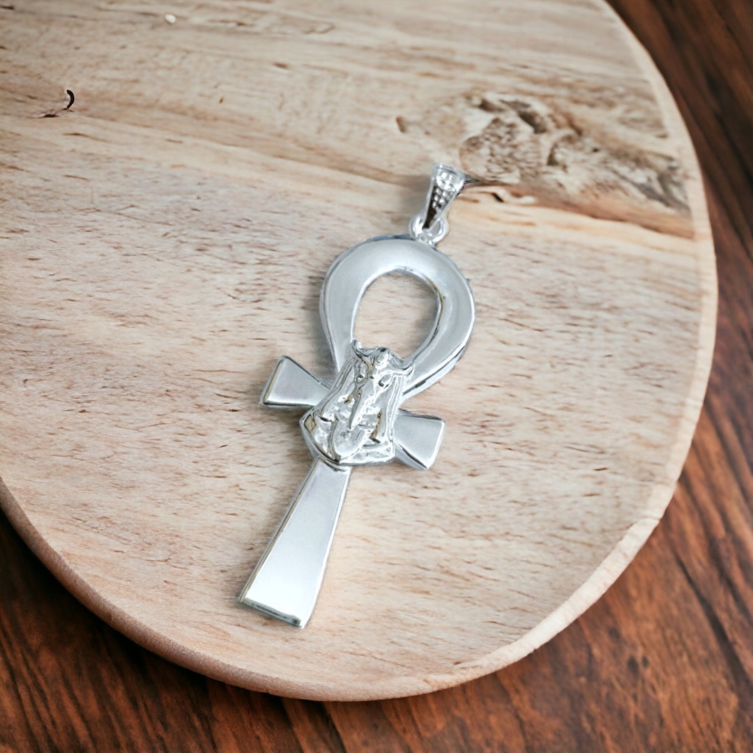 Large Key of Life Ankh Thoth Complex Silver Pendant Necklace, Egyptian ...