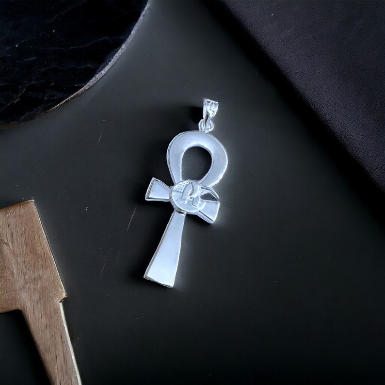 Large Key of Life Ankh Thoth Complex Silver Pendant Necklace, Egyptian ...