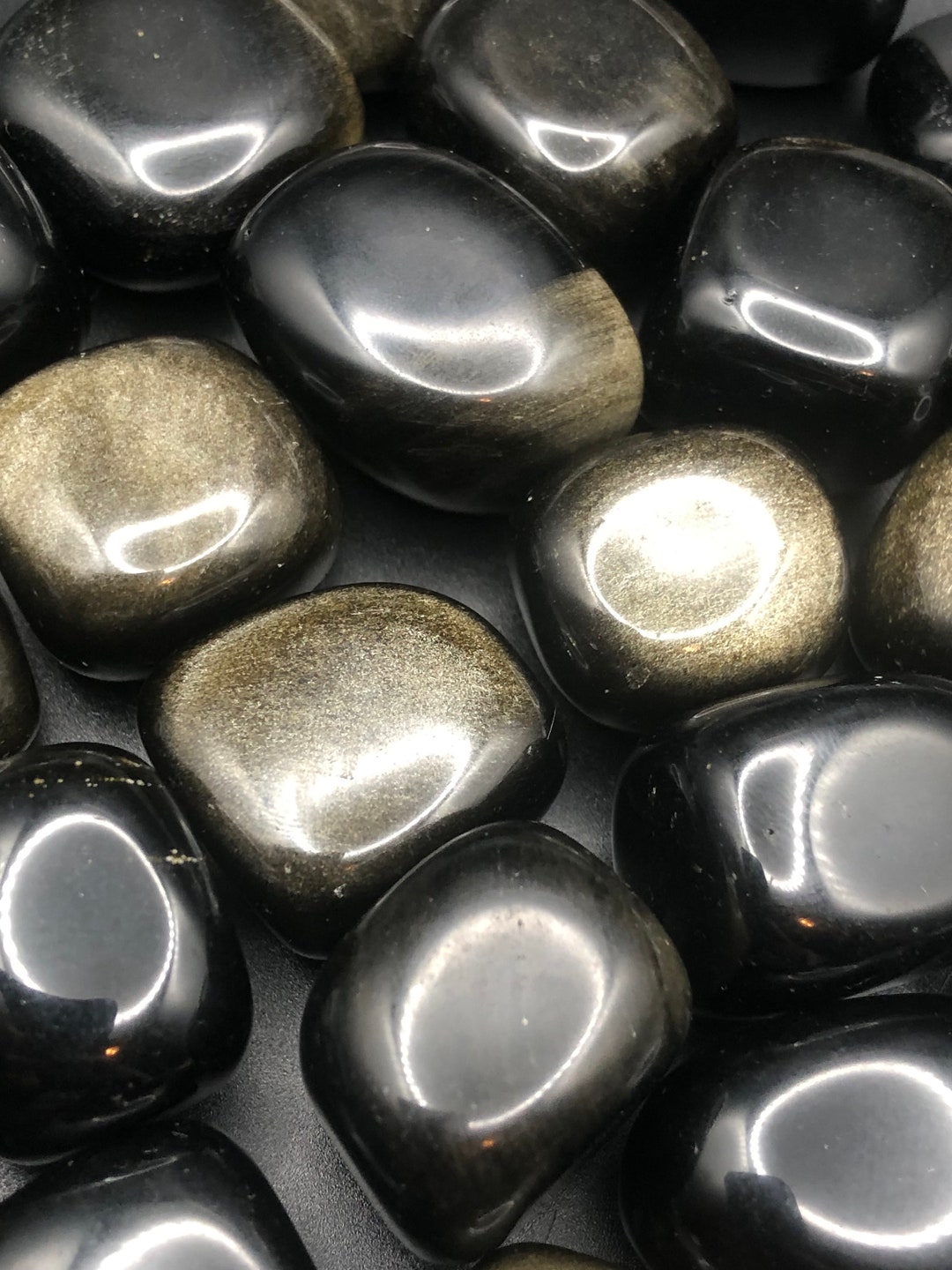 Gold Sheen Obsidian Tumble Stones Gold Obsidian Tumblestone Gold ...