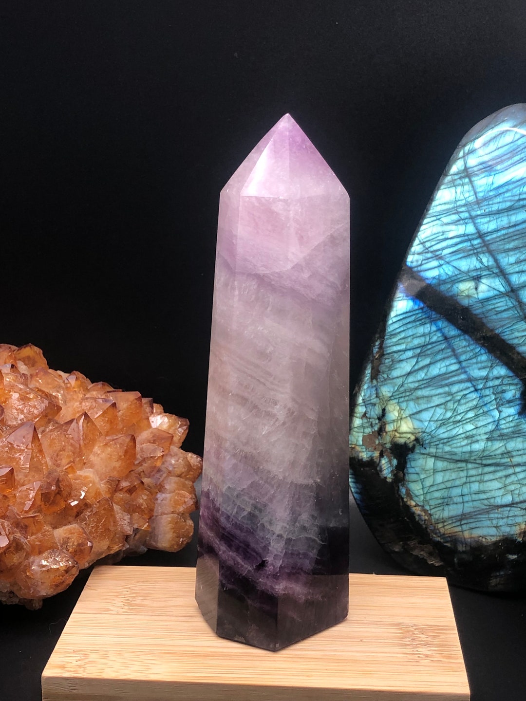 Large Purple Fluorite Tower Natural Rainbow Fluorite Polished Fluorite ...