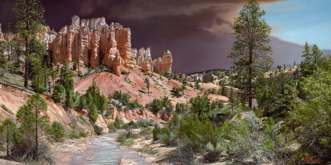 Outside Bryce - Print of Painting of the View From Outside Bryce Canyon ...