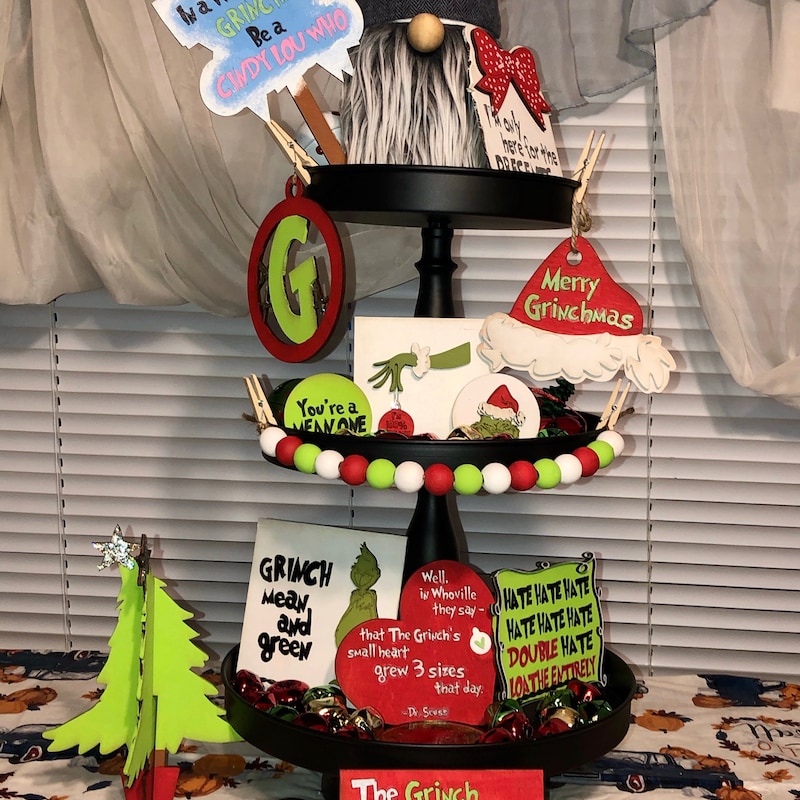 Grinch Tiered Tray Decor - Etsy
