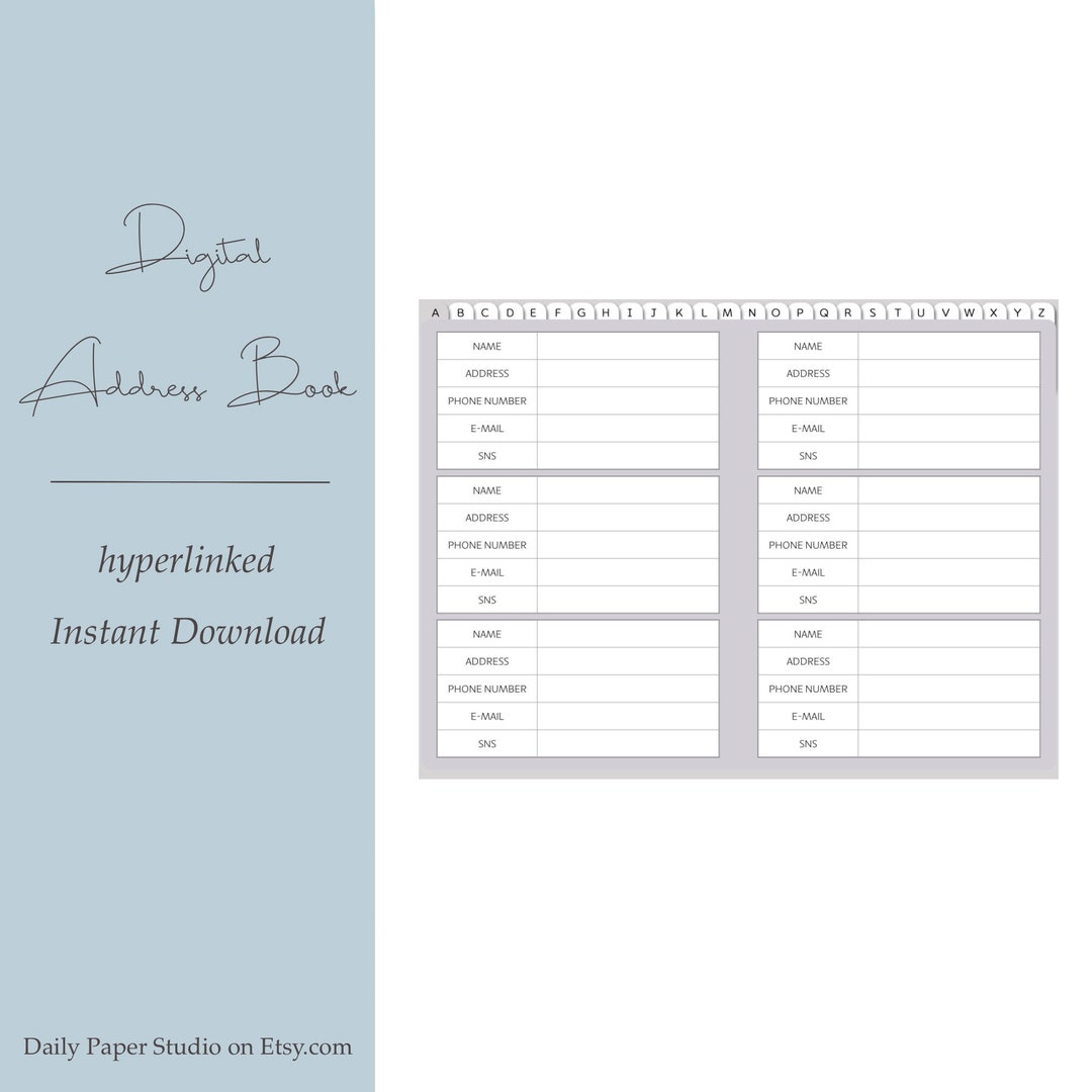 Digital Address Book, Instant Download, Goodnotes - Etsy