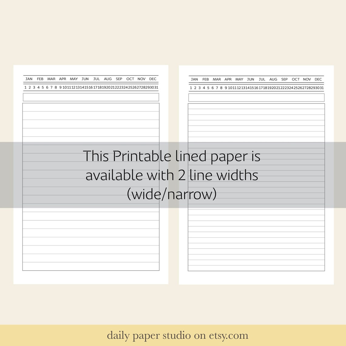 Printable Lined Paper for Student Note Taking, Templates, A4, A5 ...