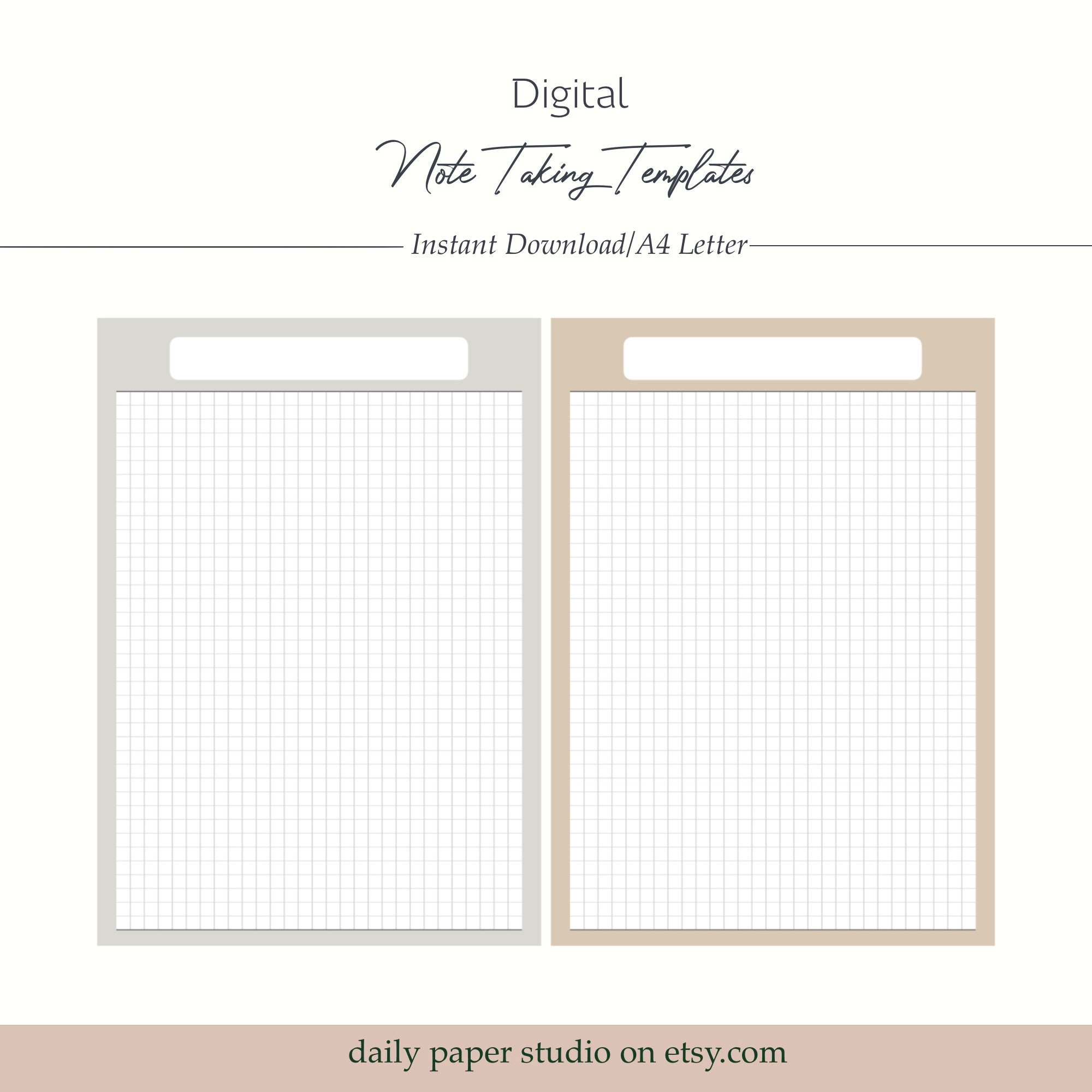 Digital Note Taking Templates Set, Printable, Instant Download, A4 ...