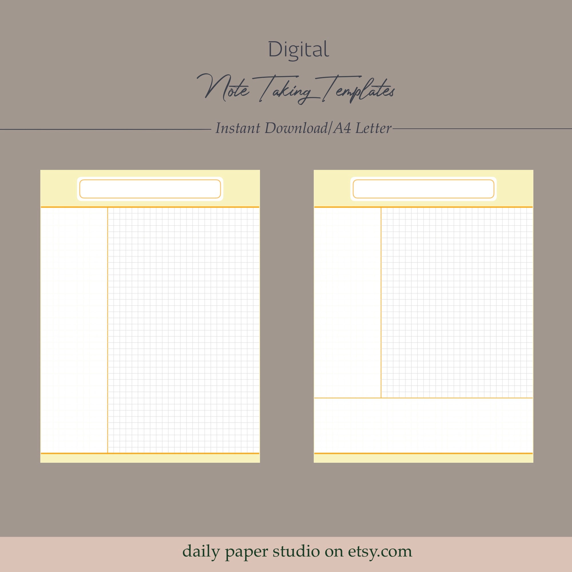 Digital Note Taking Templates Set, Printable, Instant Download, A4 ...