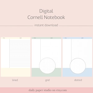 Digital Cornell Notebook, Instant Download, Student Note Taking Paper ...