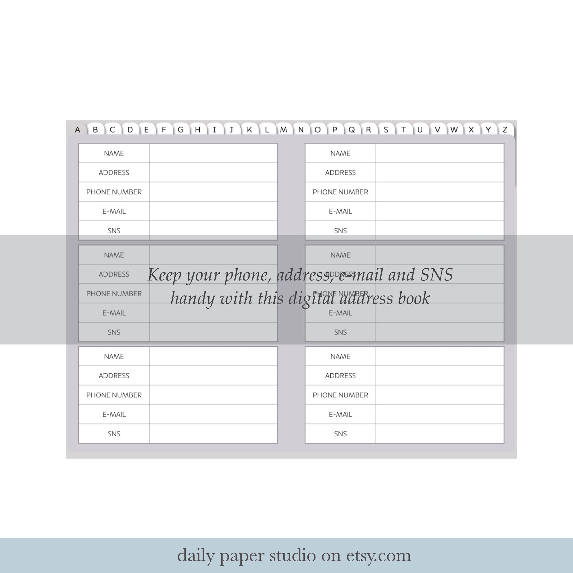 Digital Address Book, Instant Download, Goodnotes - Etsy