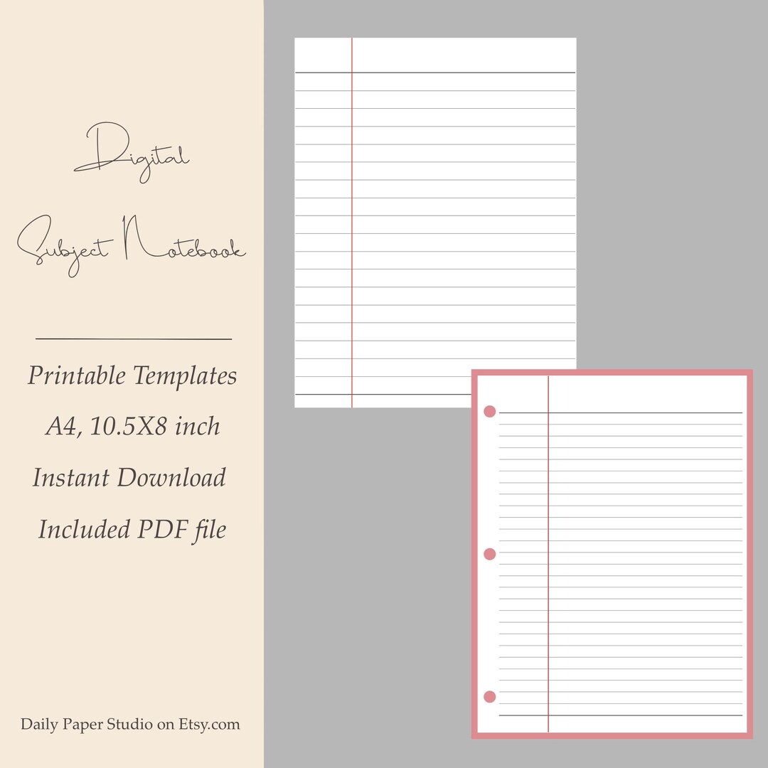 Digital Subject Notebook, Printable Student Note Taking Templates Pages ...