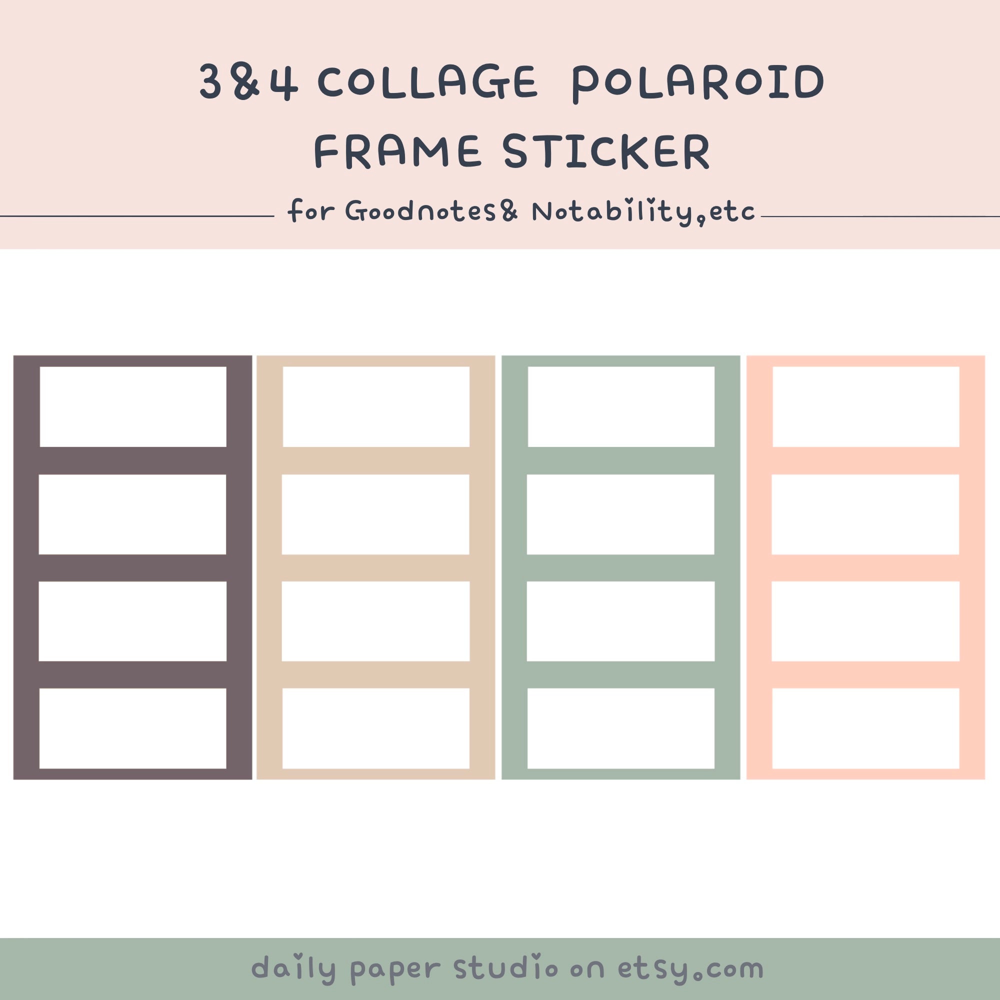 Goodnotes Sticker Polaroid, 3&4 Collage Frame Sticker Polaroid, iPad ...