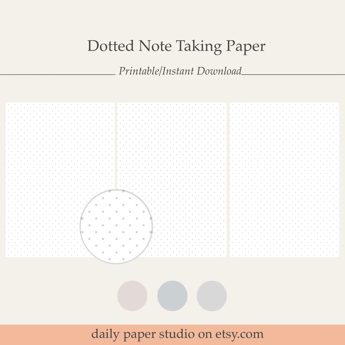 Dotted Note Paper, Printable, Instant Download, A4, A5, Letter Size ...