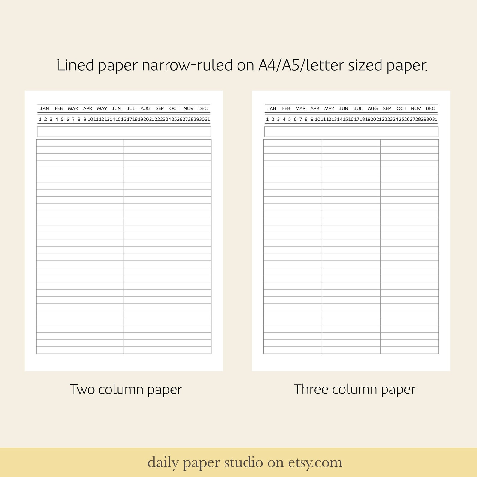 Printable Lined Paper for Student Note Taking, Templates, A4, A5 ...