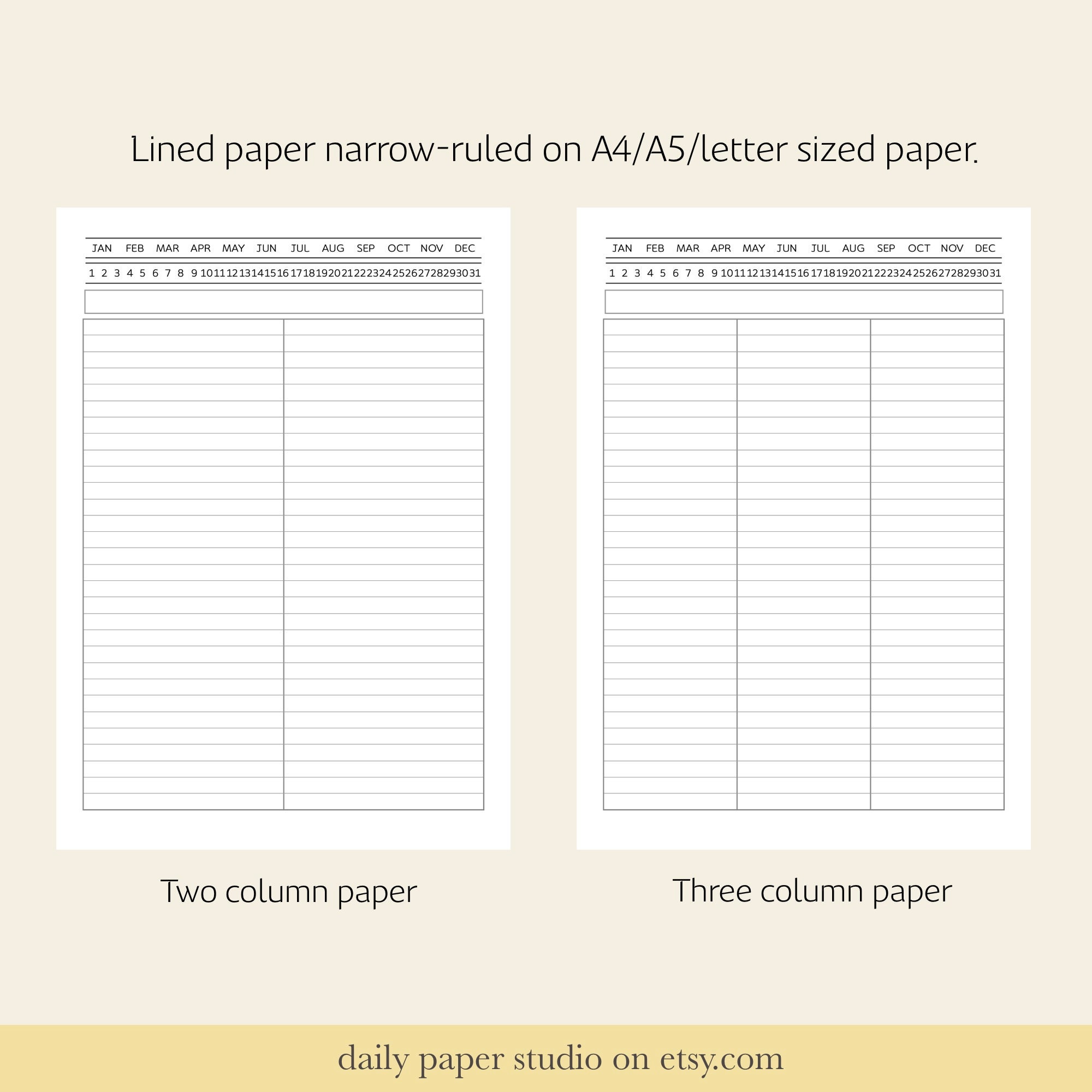 Printable Lined Paper for Student Note Taking Templates A4 - Etsy