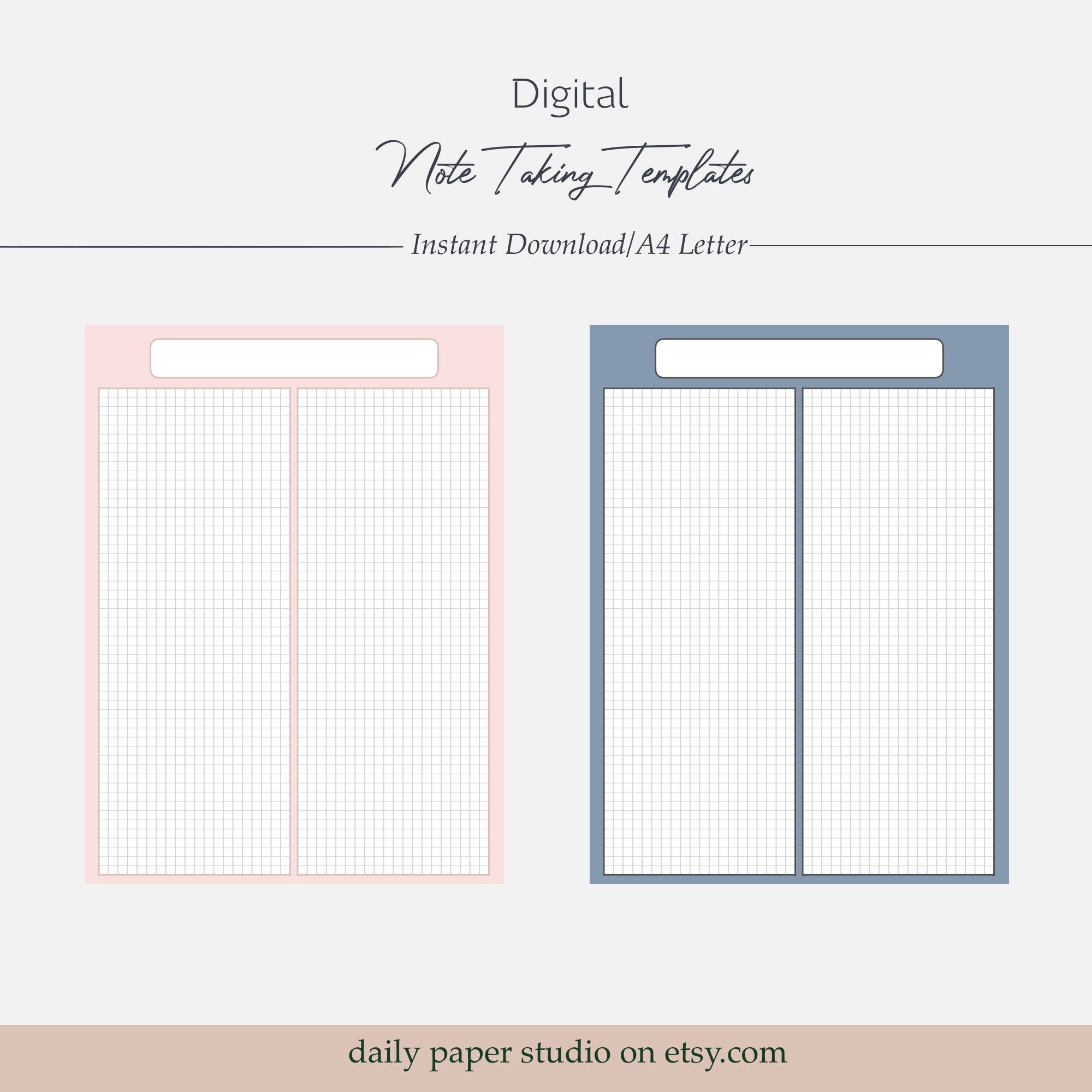 Digital Note Taking Templates Set, Printable, Instant Download, A4 ...
