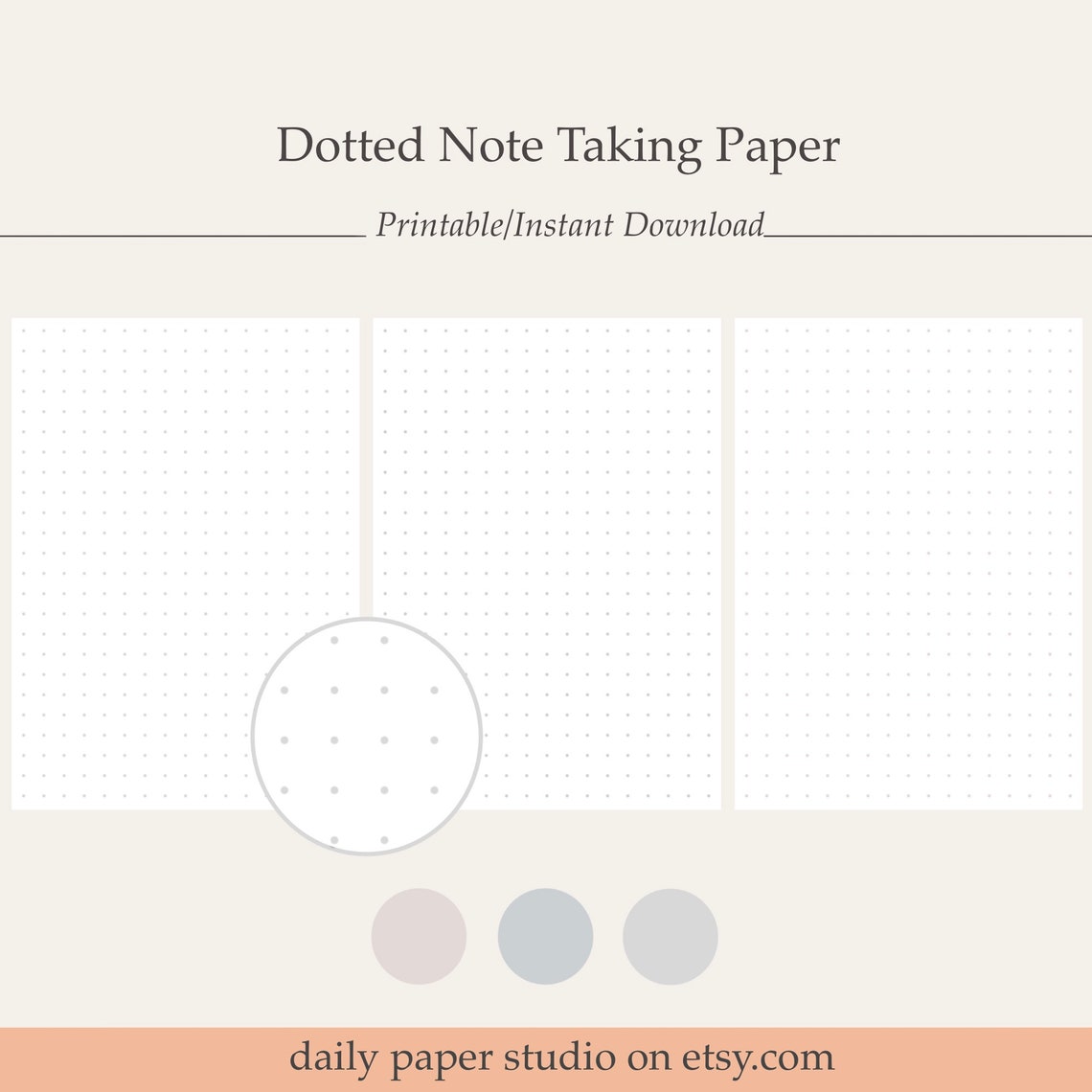 Dotted Note Paper, Printable, Instant Download, A4, A5, Letter Size ...