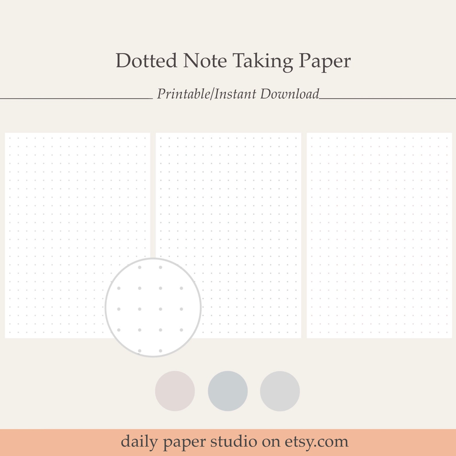 Dotted Note Paper, Printable, Instant Download, A4, A5, Letter Size ...