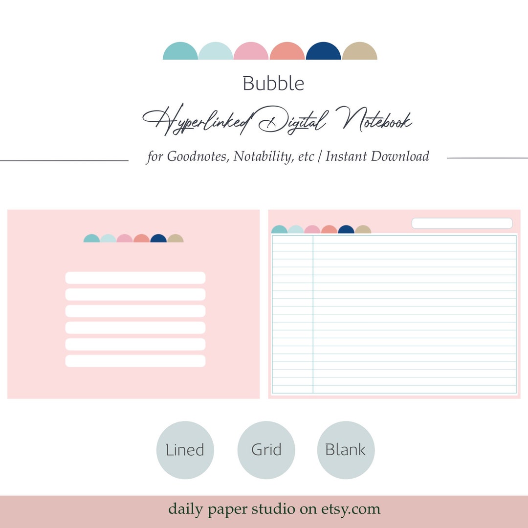 Bubble Hyperlinked Digital Notebook, Goodnotes, iPad Notes, Instant ...