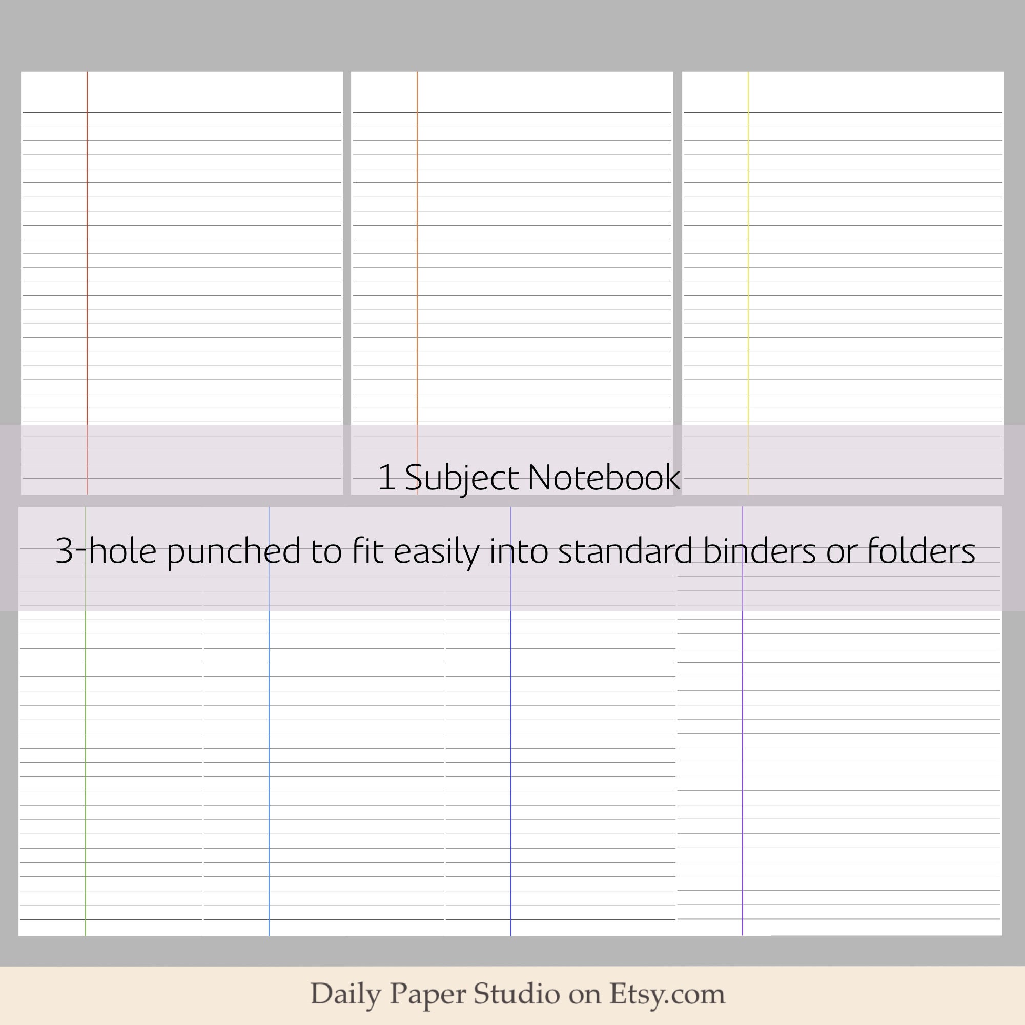 Digital Subject Notebook, Printable Student Note Taking Templates Pages ...