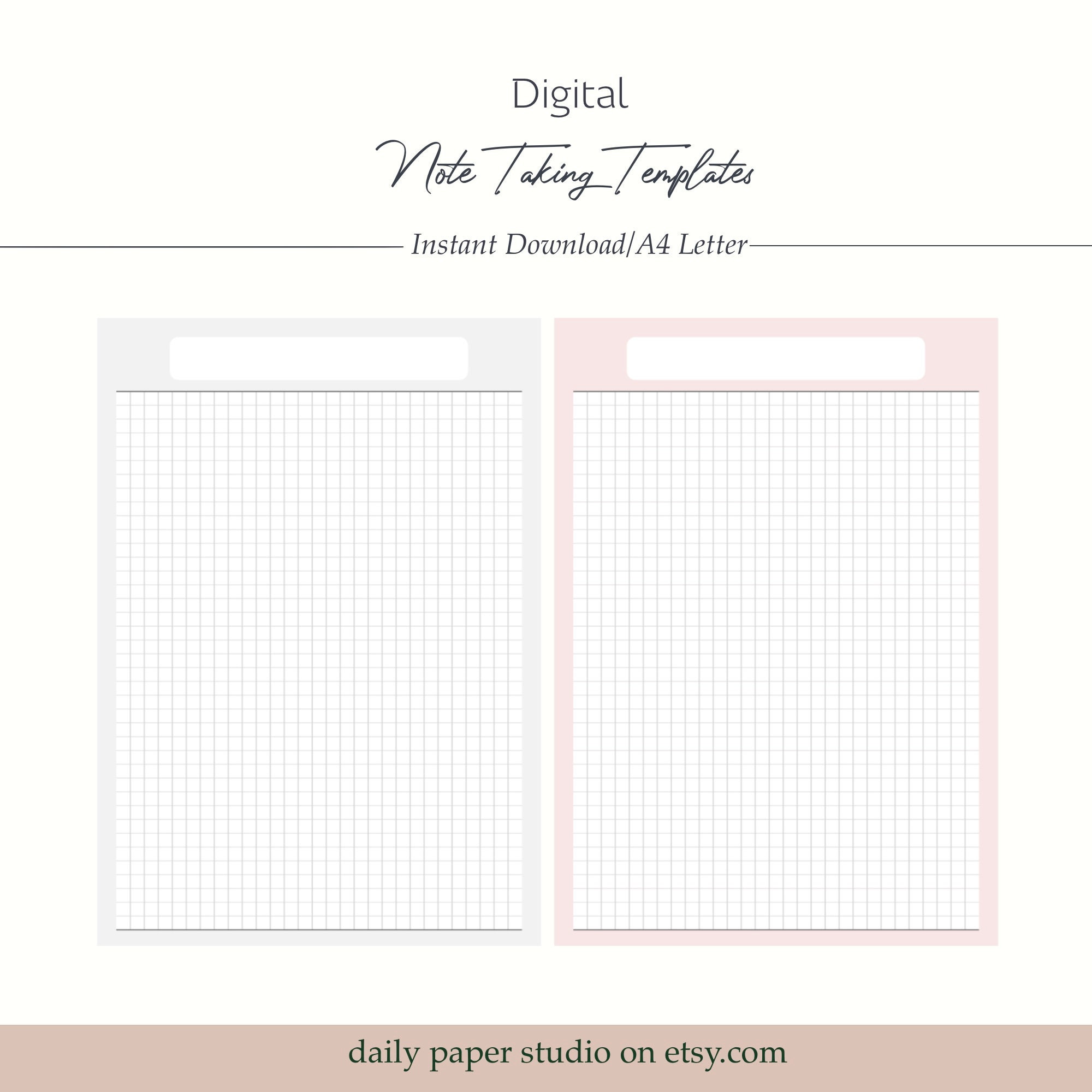 Digital Note Taking Templates Set, Printable, Instant Download, A4 ...