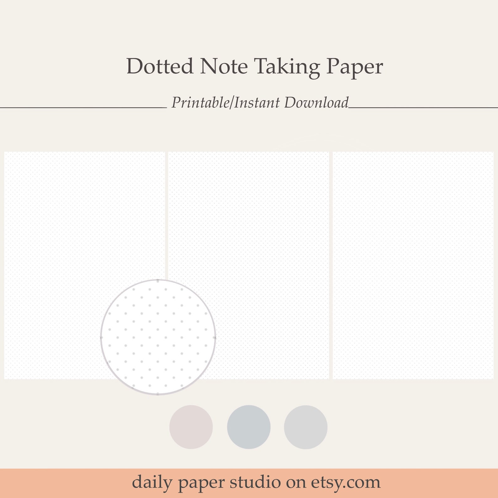 Gepunktete Notiz Papier, druckbare, Instant Download, A4, A5 ...