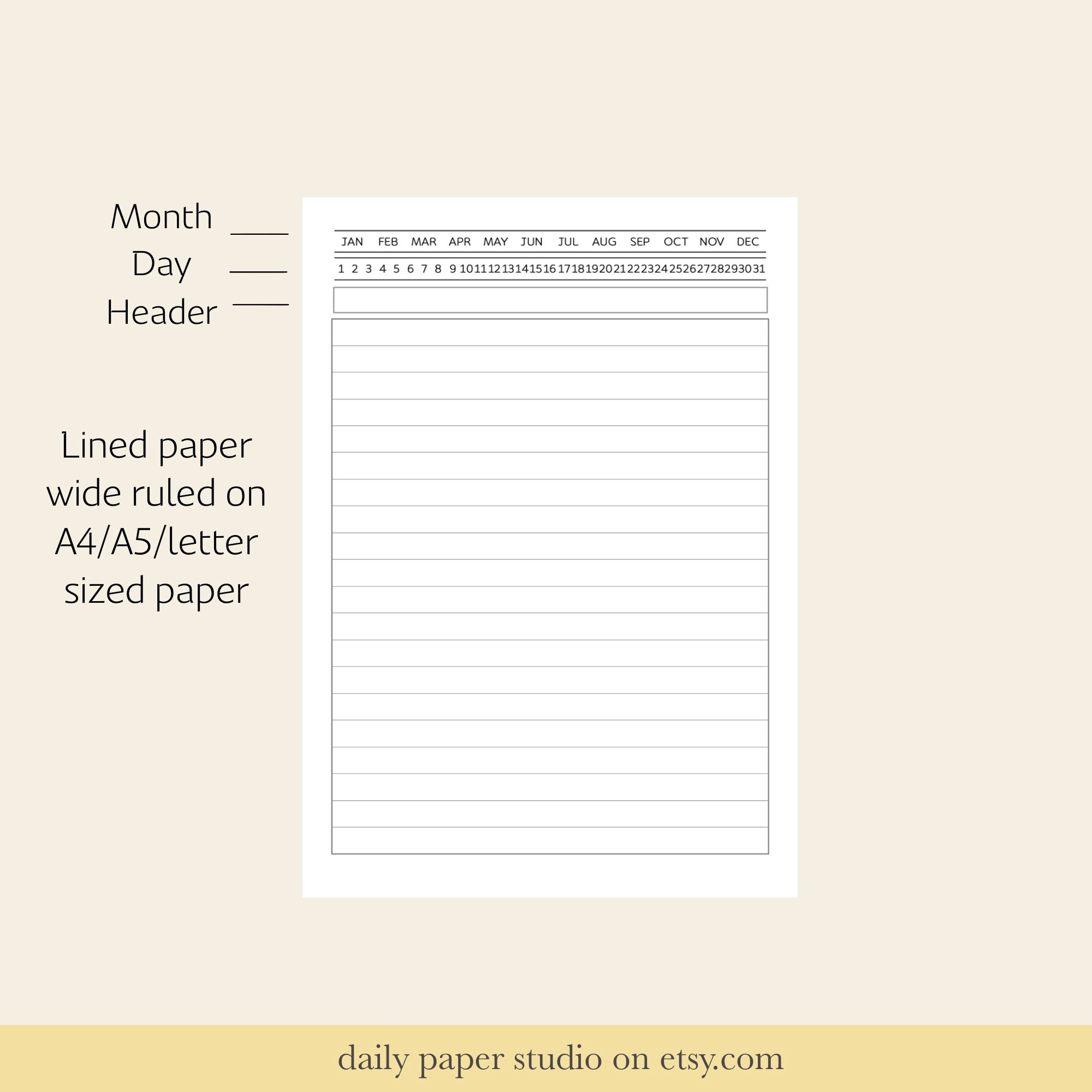 Printable Lined Paper for Student Note Taking, Templates, A4, A5 ...