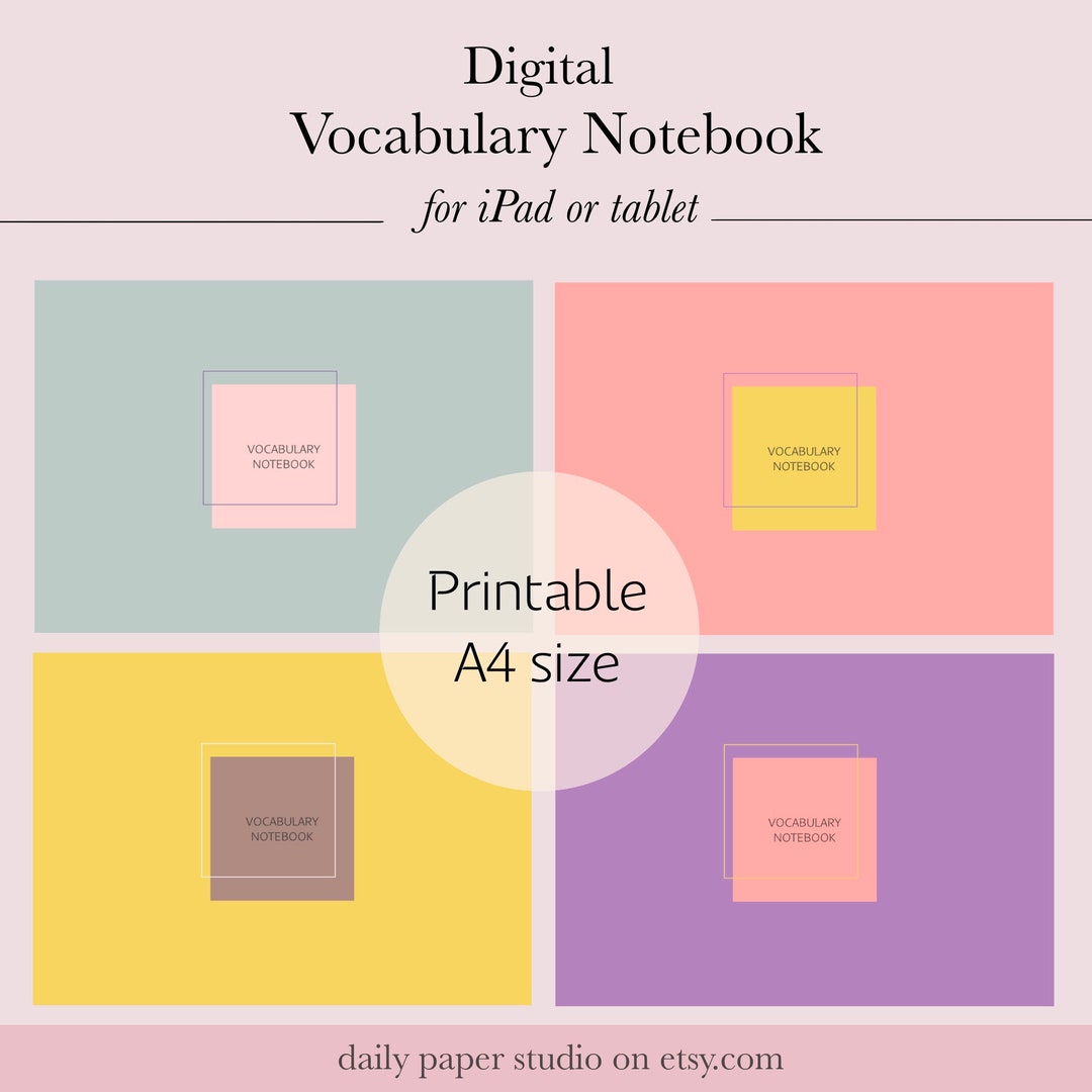 Digital Vocabulary Notebook, Printable, A4, Instant Download, Goodnotes ...