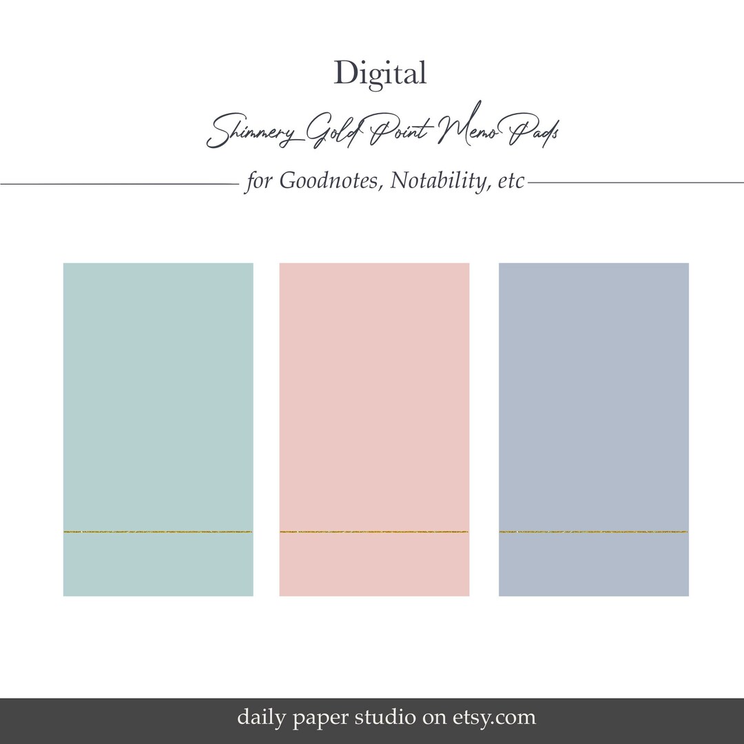 Digital Shimmery Gold Point Memo Pads, Instant Download, Digital Sticky ...