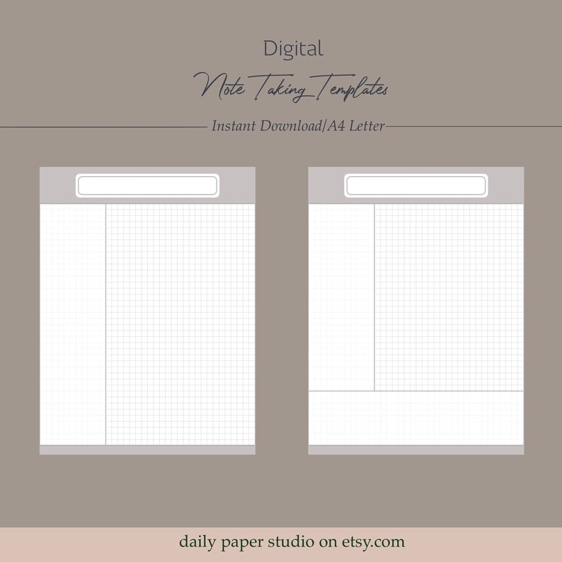 Digital Note Taking Templates Set, Printable, Instant Download, A4 ...