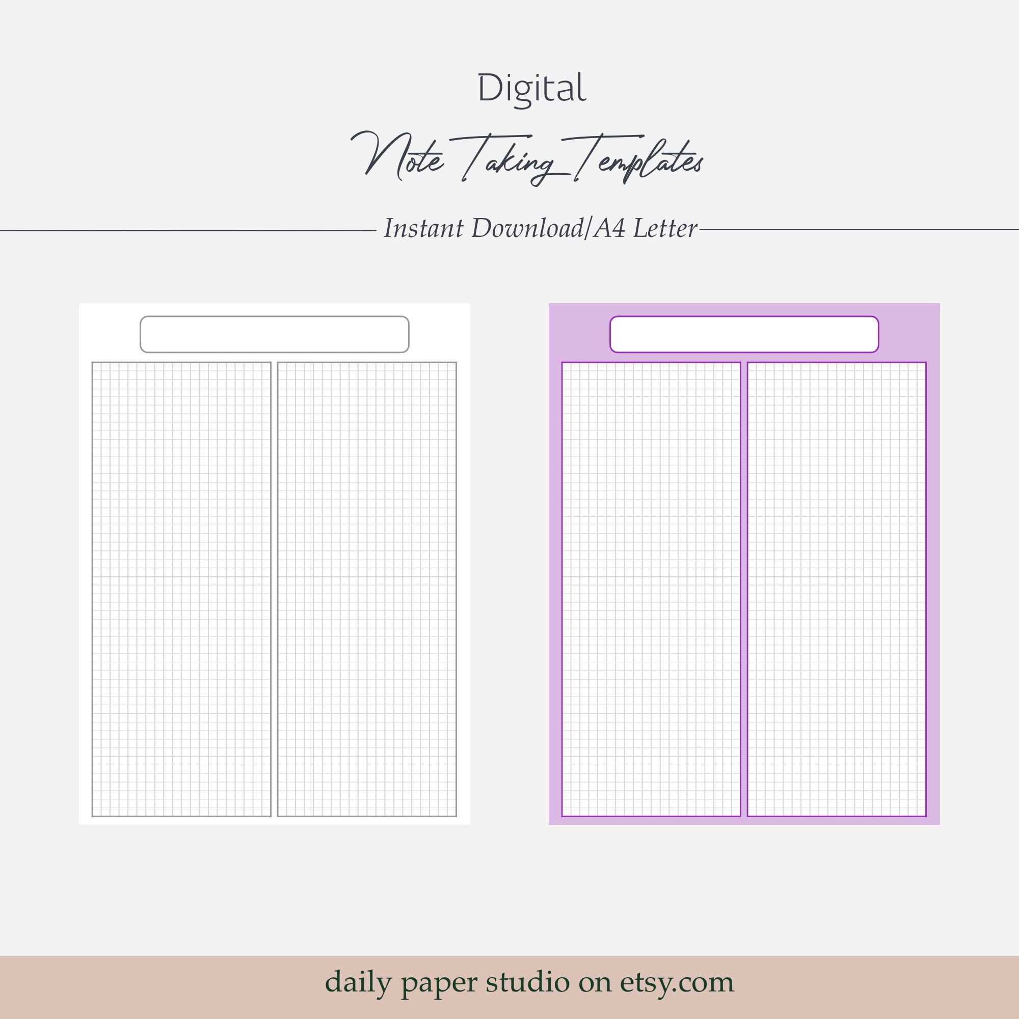 Digital Note Taking Templates Set, Printable, Instant Download, A4 ...