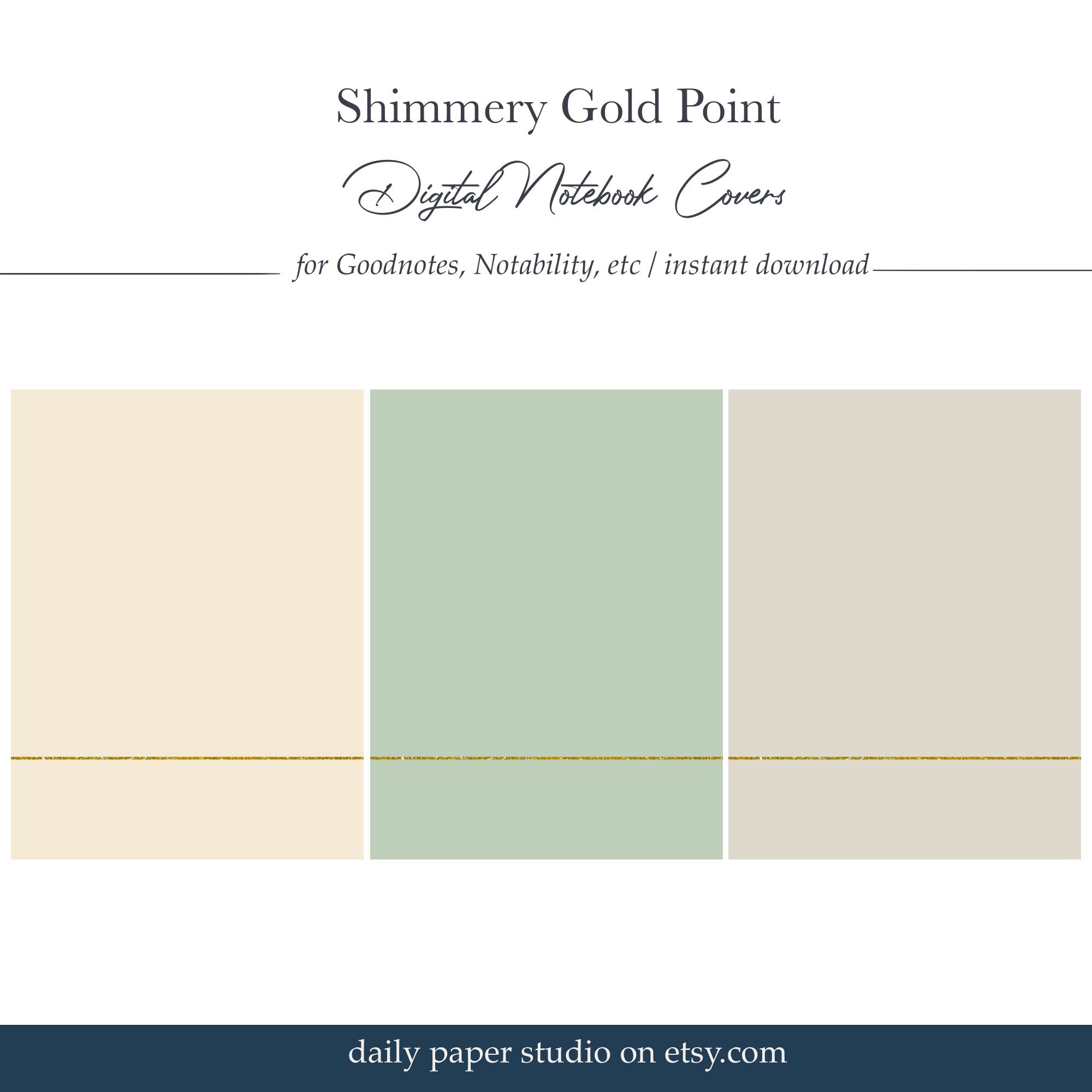 12colors Digital Notebook Covers, Printable, A4, Letter, Shimmery Gold ...