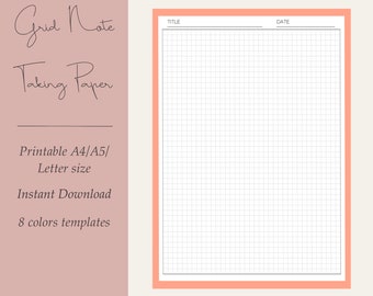 Grid Note-taking Paper Printable Pack Note Paper Printables for ...