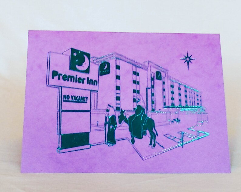 No Room at the Premier Inn Foiled Funny Christmas Card | Etsy