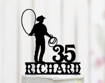 Calf Roping Cake Topper, Rodeo Cake Topper, 3D Cake Topper, Custom Name ...