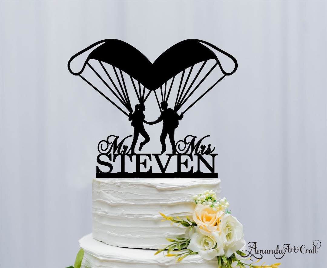 Skydiving Wedding Cake Topper, Extreme Sport Cake Topper, Skydiver ...