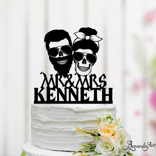 Personalized Halloween Wedding Cake Topper Skeleton Cake - Etsy