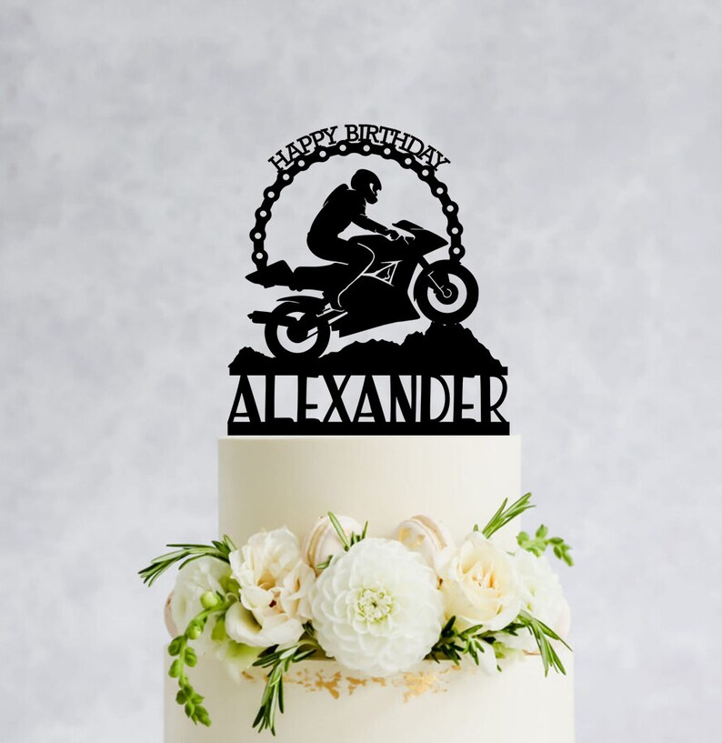 Male Motorcycle Birthday Cake Topper Sport Biker Cake Topper - Etsy