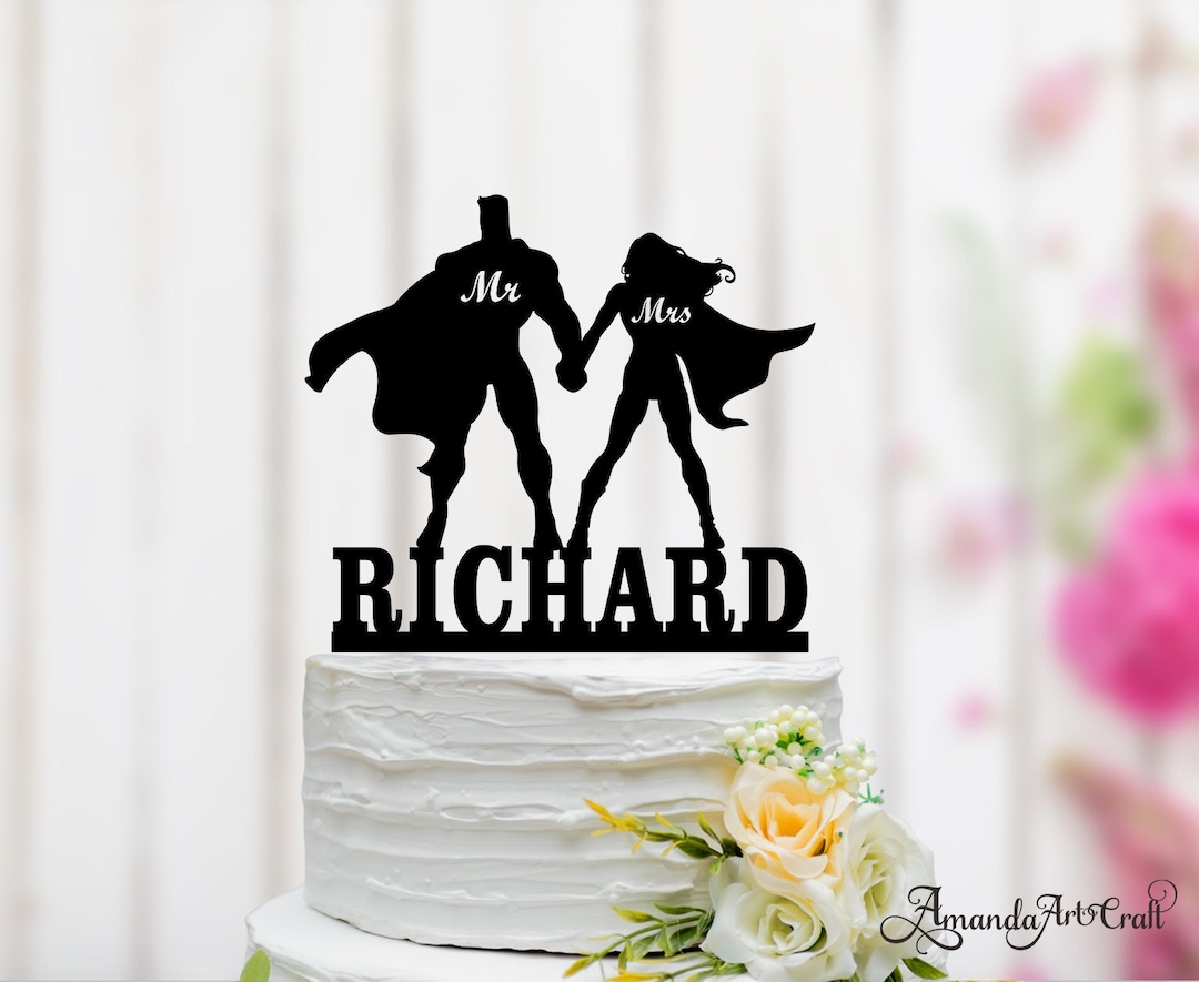 Super Bride and Groom Cake Topper, Super Hero Cake Topper, Super Groom ...