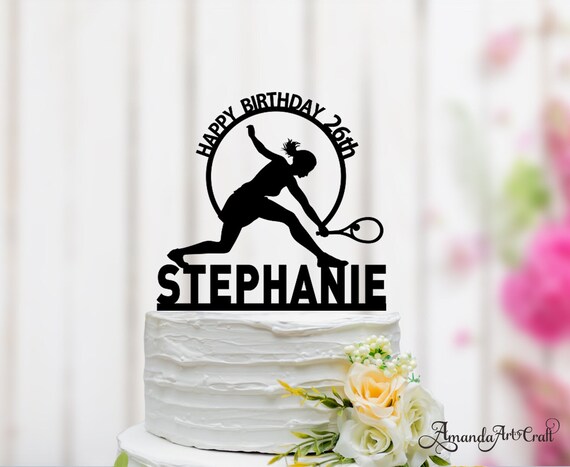 Tennis Birthday Cake Topper Female Tennis Player Cake Topper - Etsy
