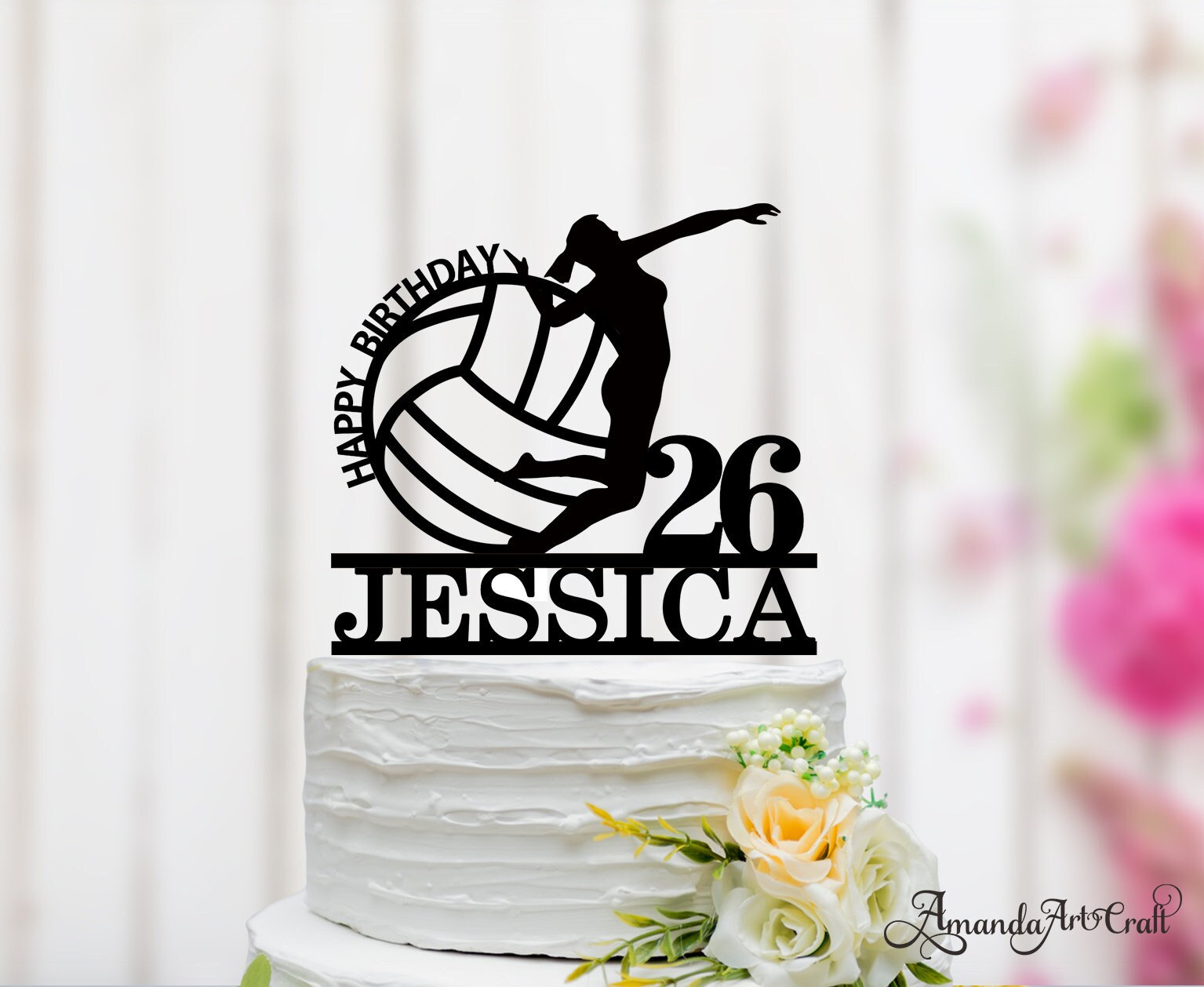 Topper de pastel de cumpleaños de voleibol topper de pastel - Etsy España