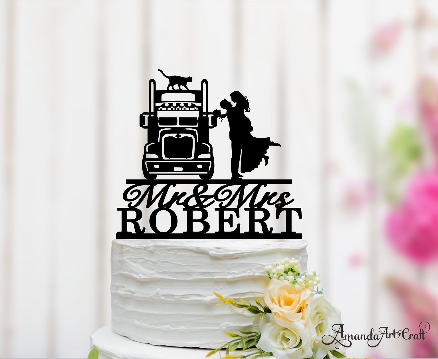 Semi-trailer Truck Cake Topper, Truck Wedding Cake Topper, Truck Driver ...