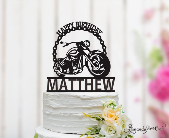Motorcycle Birthday Cake Topper Motor Bike Cake Topper - Etsy