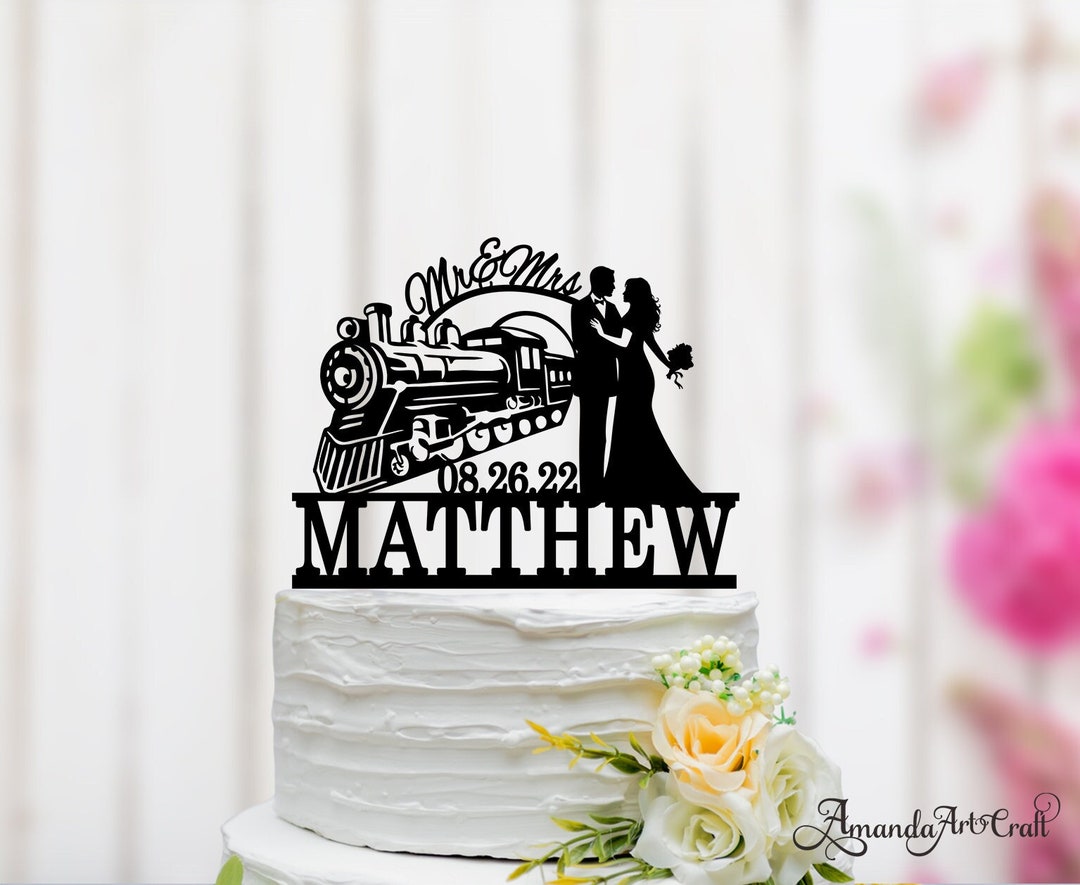 Train Wedding Cake Topper, Locomotive Cake Topper, Steam Train Theme ...