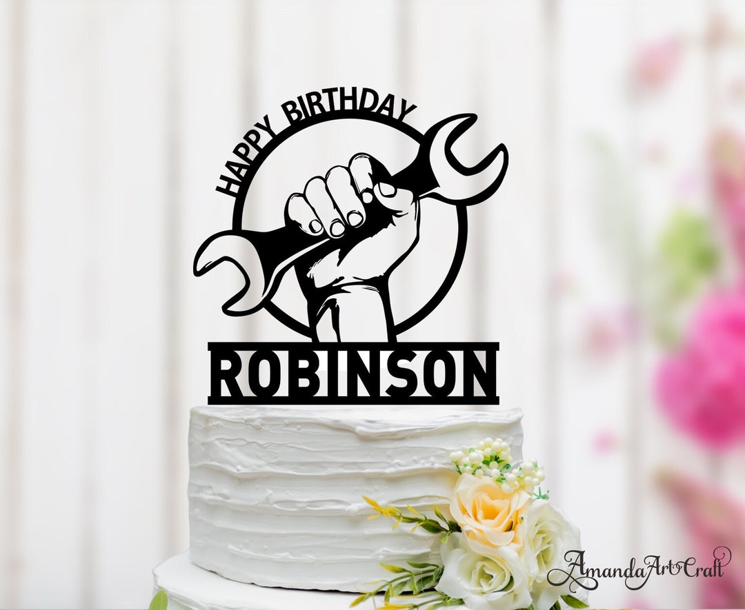 Wrench Mechanic Tool Cake Topper, Mechanic Cake Topper, Wrench Theme ...