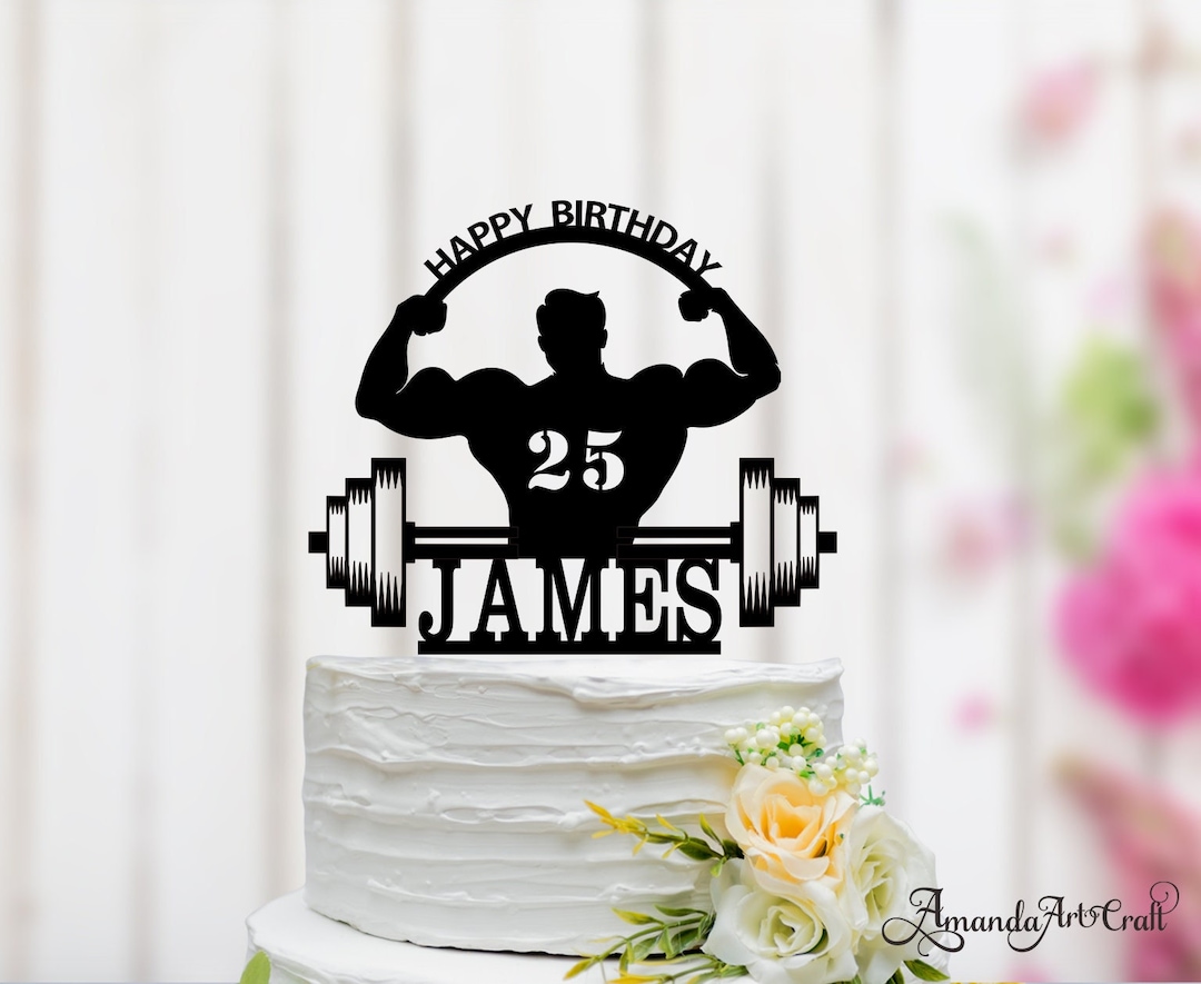 Bodybuilder Cake Topper, Strong Man Birthday Cake Topper, Weightlifter ...