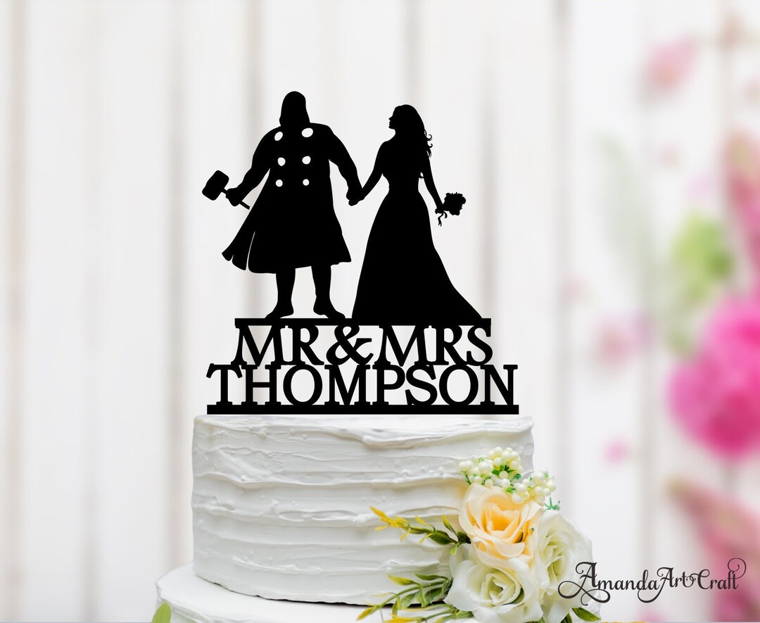 Thor Wedding Cake Topper, Thor and Bride Cake Topper, Super Hero Cake ...