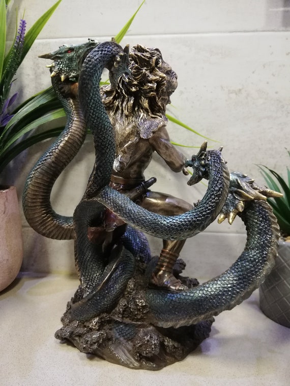Sculpture Figurines Hercules & Lernean Lernaean Hydra on Fight 30.5cm ...