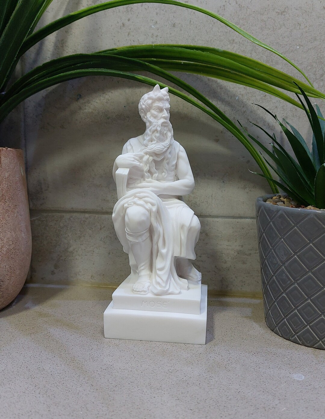 Moses Statue 17cm-6.69in Important Religious Prophet Handmade White ...